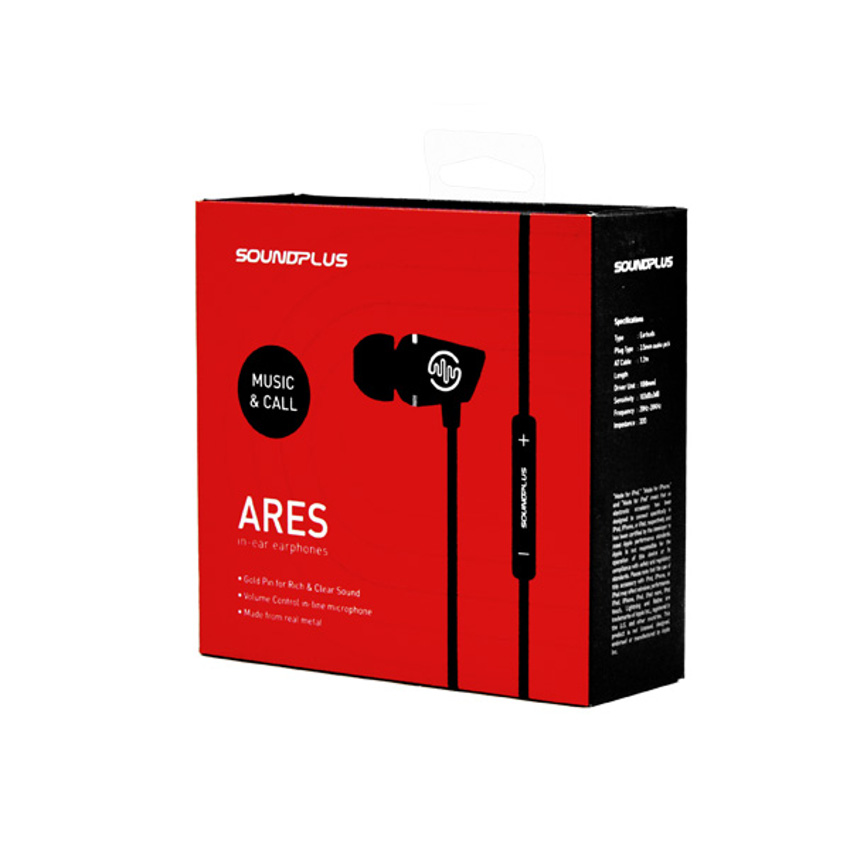 Soundplus Earphone ARES Hitam - Harga & Spesifikasi | Toko1001.id